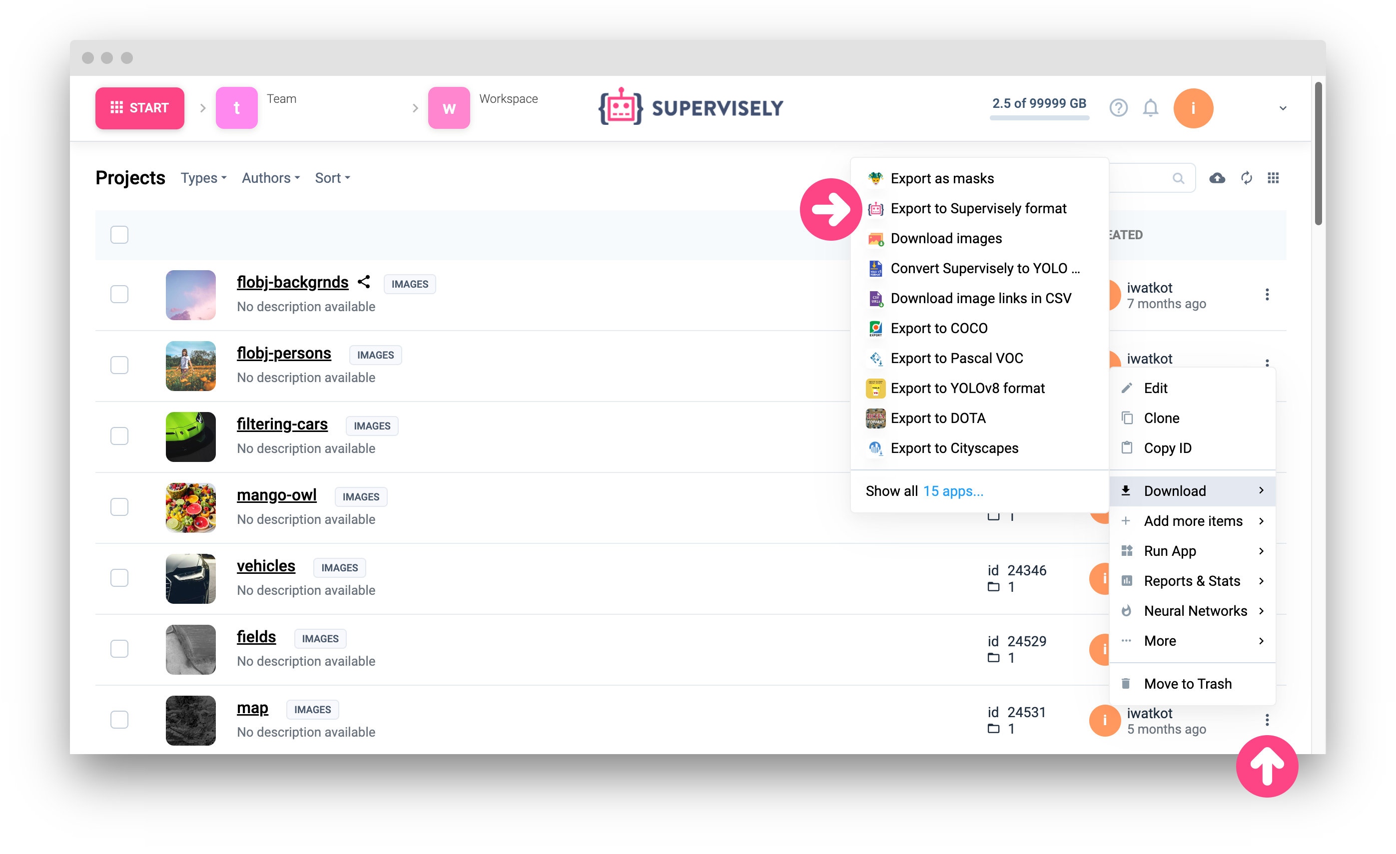 Cloning projects for development - Supervisely