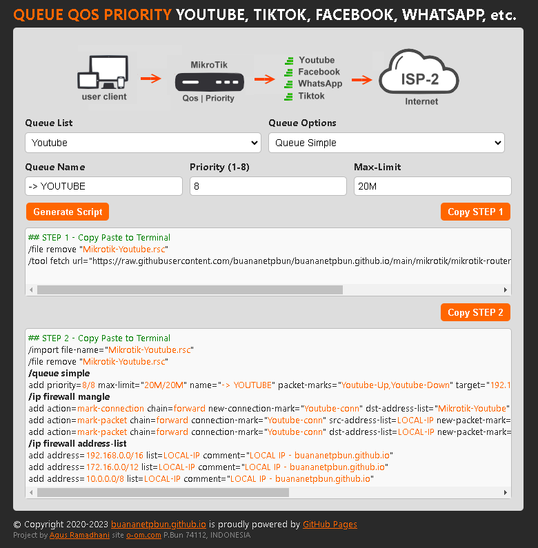 Queue QoS Priority for Youtube, Tiktok, Facebook, WhatsApp, etc - Buananet.com